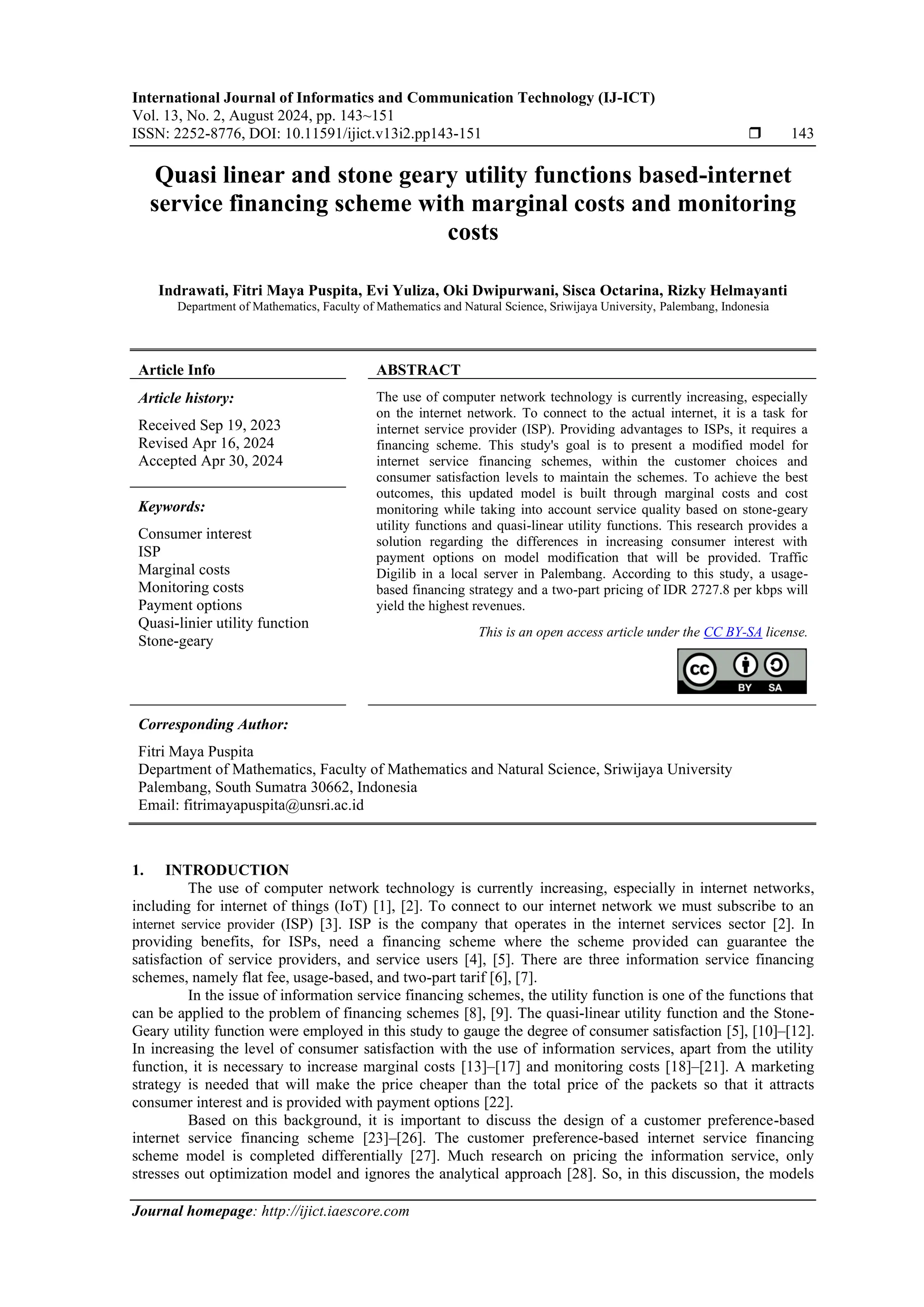 Quasi linear and stone geary utility functions based-internet service ...