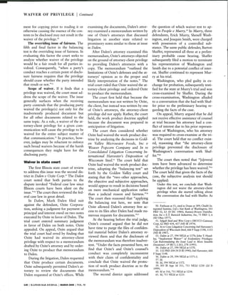 Waiver of Privilege for Documents Inadvertently Disclosed During ...