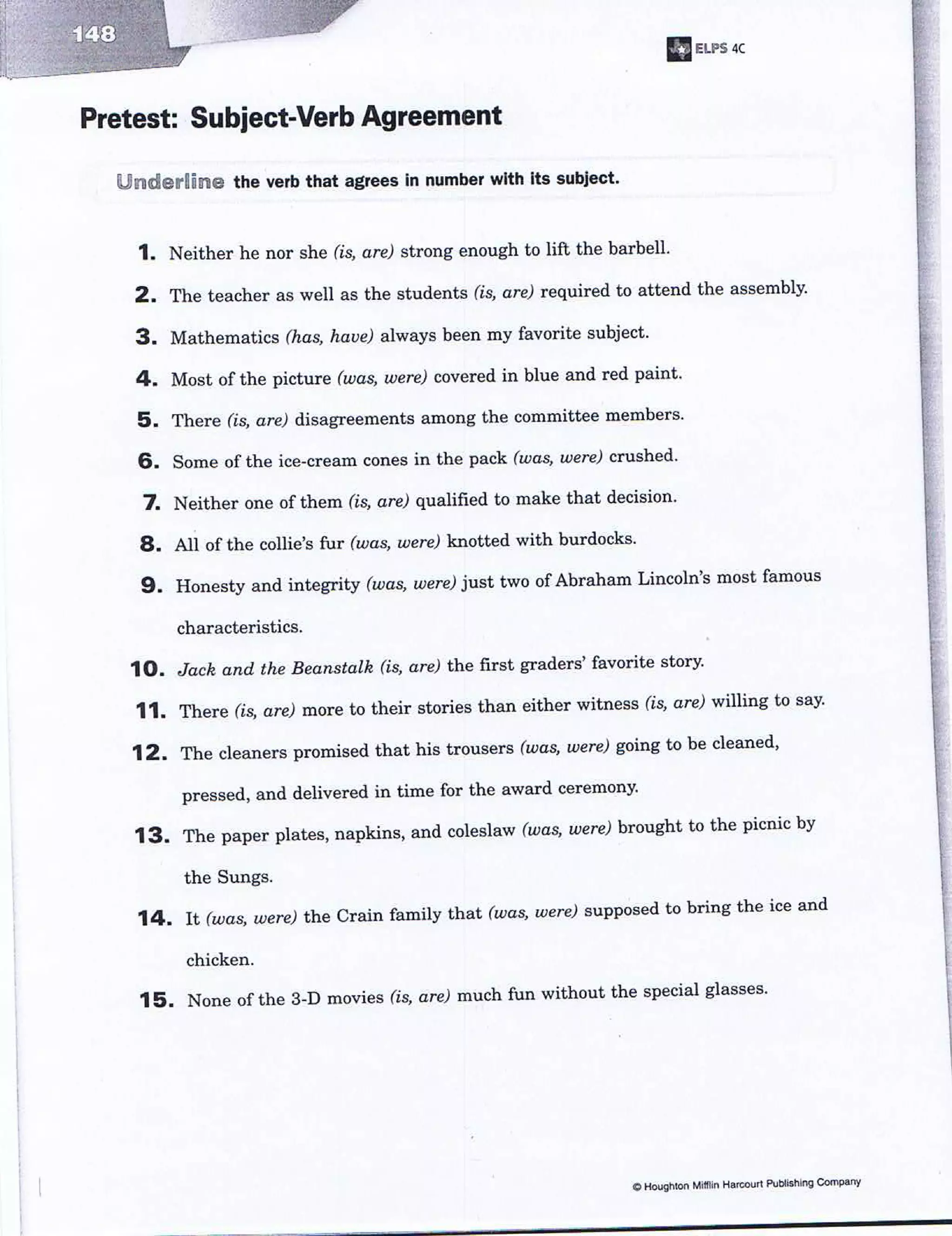 Subject/Verb Agreement Practice | PDF