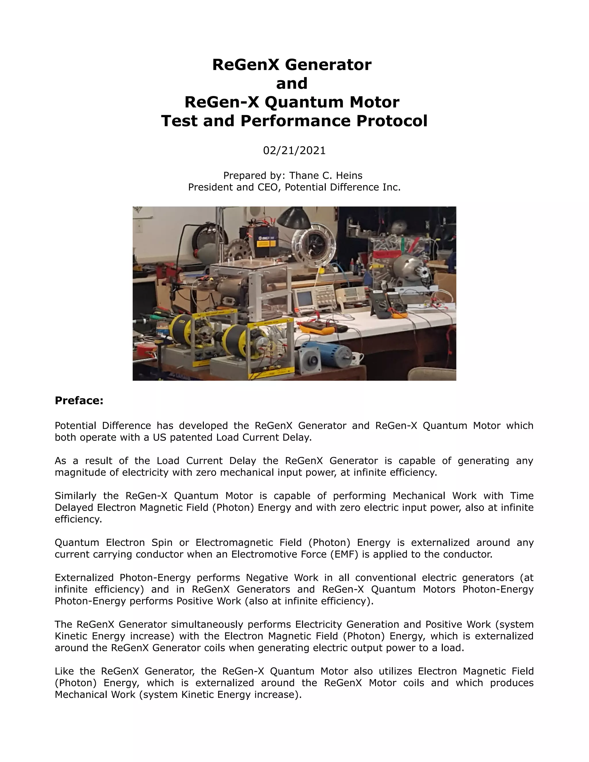 ReGenX Generator & ReGen-X Quantum Motor Test Protocol for Hillcrest ...