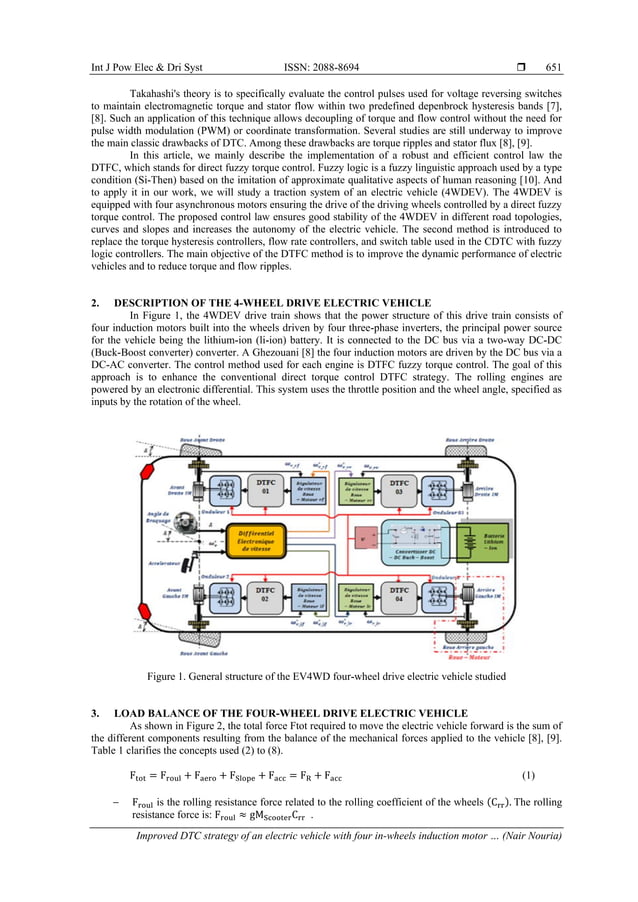 Improved DTC strategy of an electric vehicle with four in-wheels induction motor drive 4WDEV ...