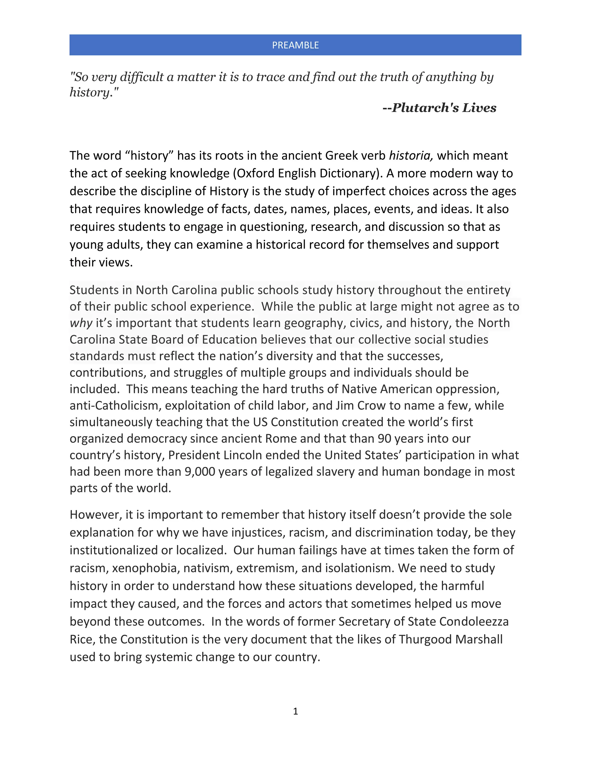 New preamble for Social studies standards | PDF | Education