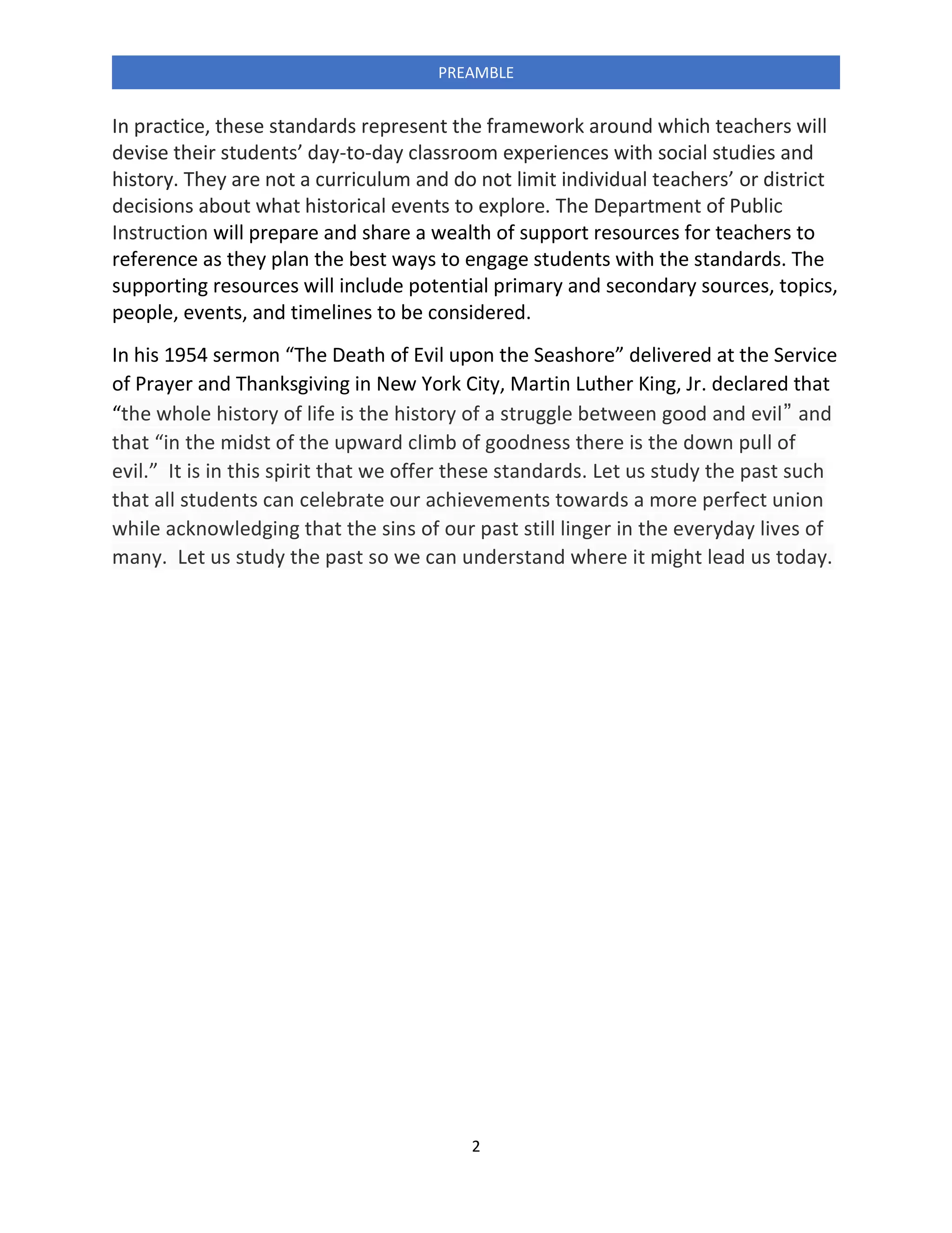 New preamble for Social studies standards | PDF