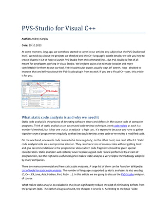 PVS-Studio for Visual C++ | PDF