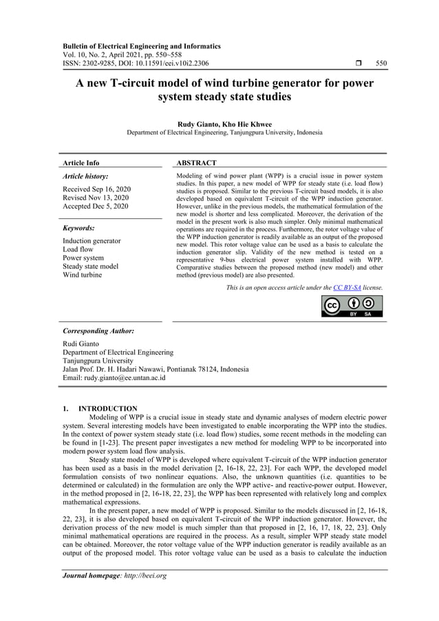 A New T Circuit Model Of Wind Turbine Generator For Power System Steady