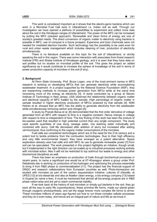 Electrical Power Generation with Himalayan Mud Soil using Microbial ...