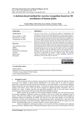 A skeleton-based method for exercise recognition based on 3D ...