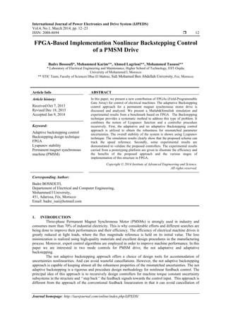 FPGA-Based Implementation Nonlinear Backstepping Control of a PMSM Drive | PDF