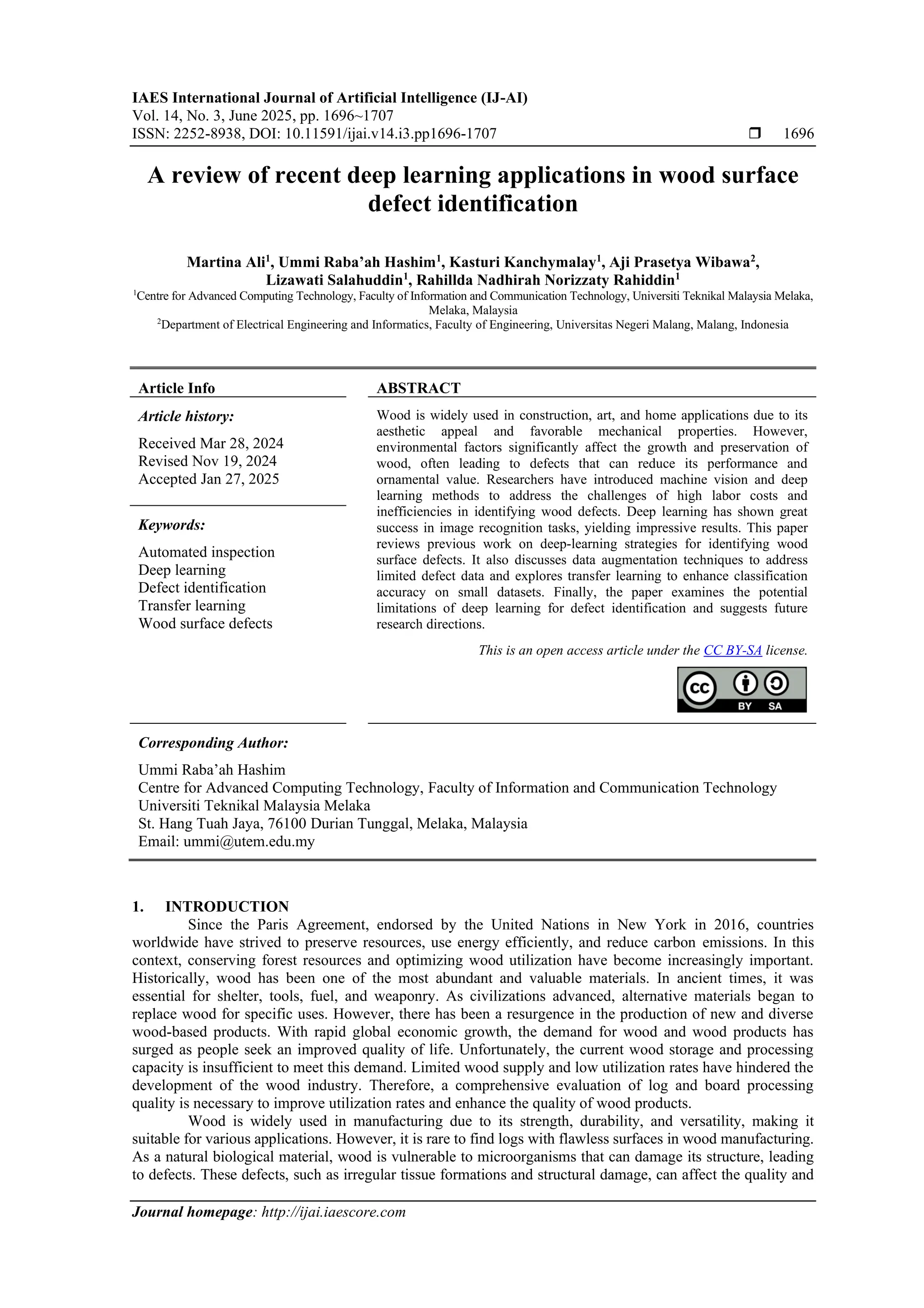 A review of recent deep learning applications in wood surface defect ...