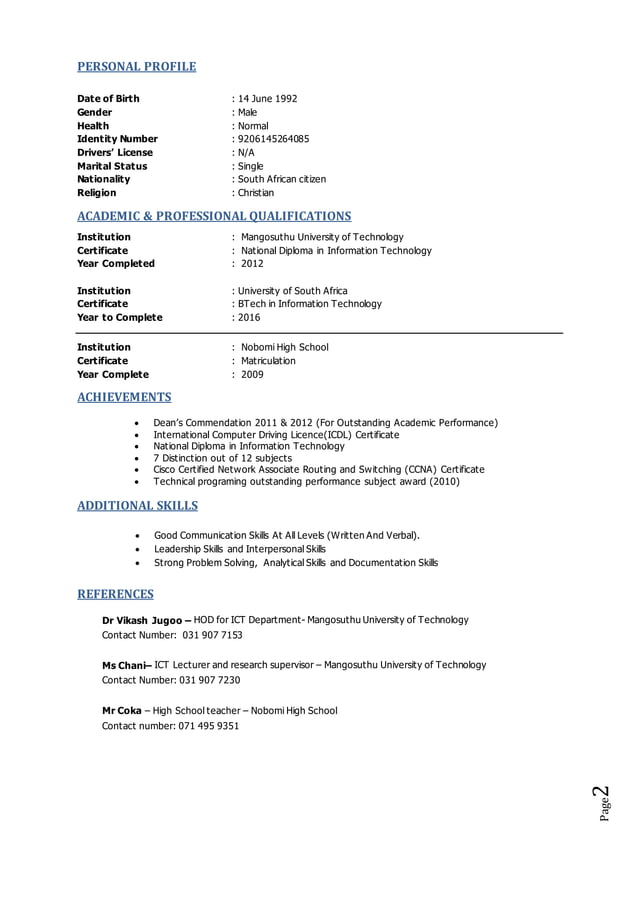 Mpho Mazibuko's CV | DOCX
