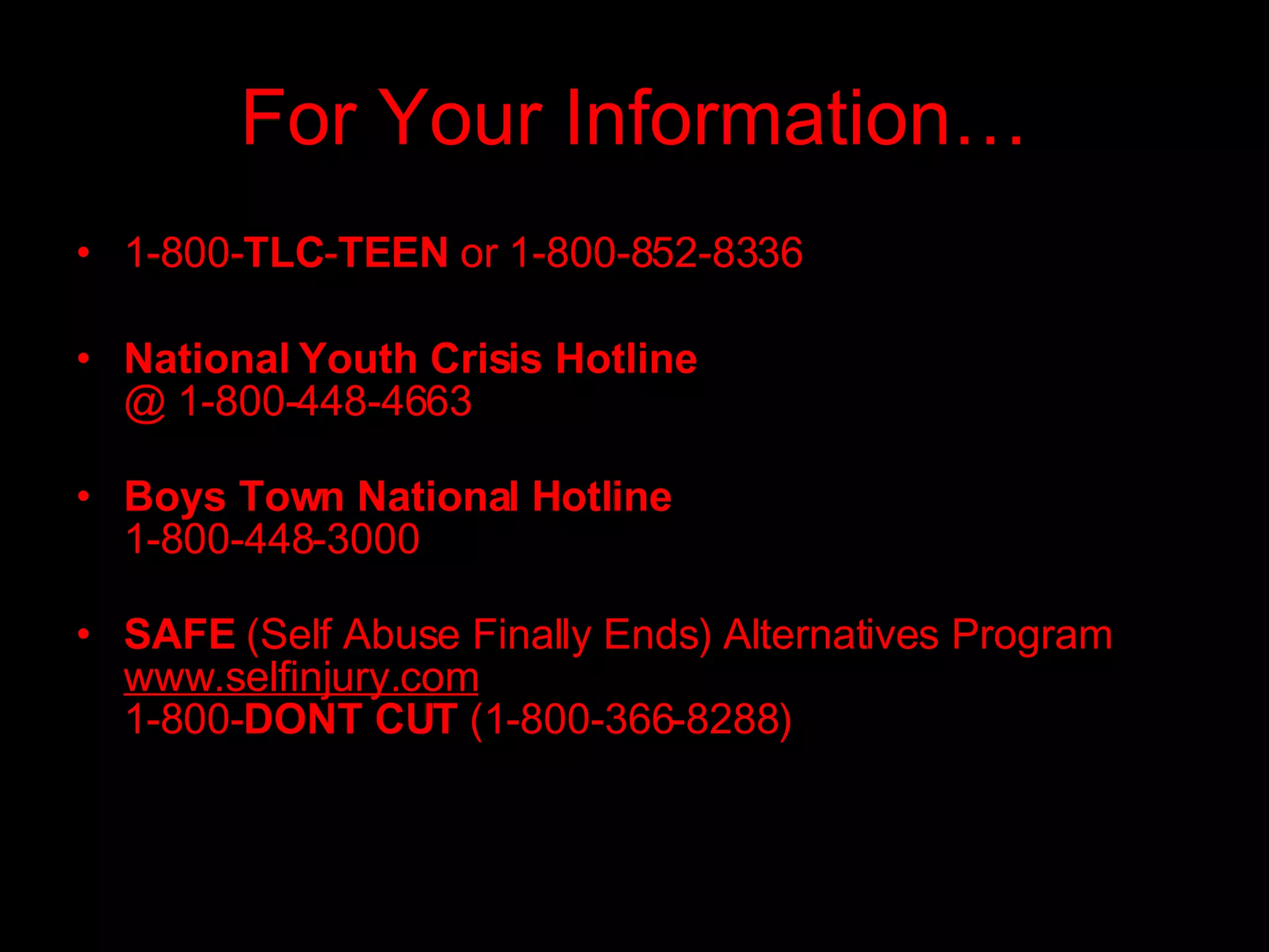 022808 Understanding Self Injury | PPT