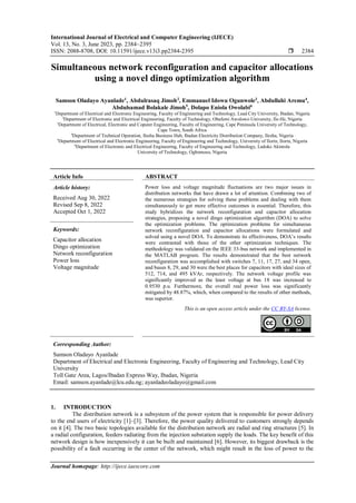 Simultaneous network reconfiguration and capacitor allocations using a ...