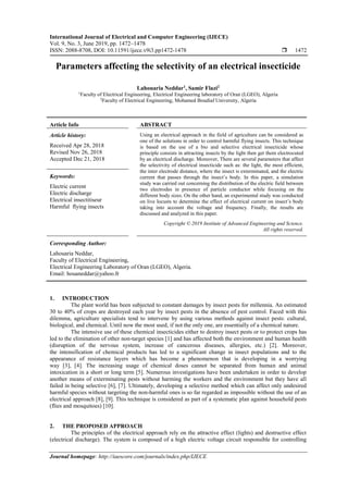 Parameters affecting the selectivity of an electrical insecticide | PDF
