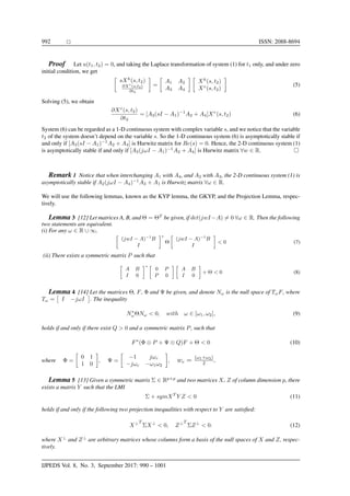 Stability and Robust Stabilization of 2-D Continuous Systems in Roesser Model Based on GKYP ...