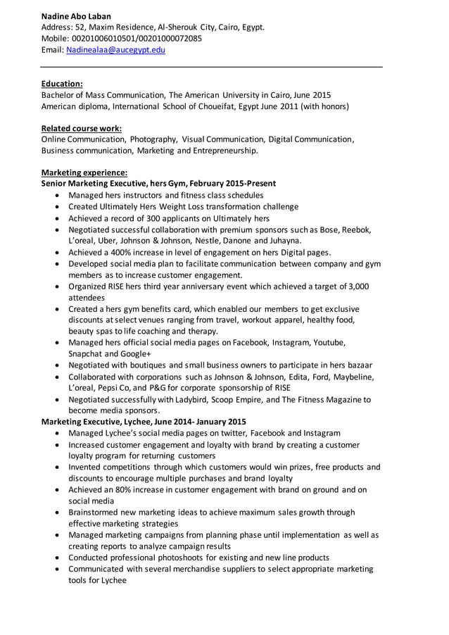 Nadine Abo Laban resume | PDF