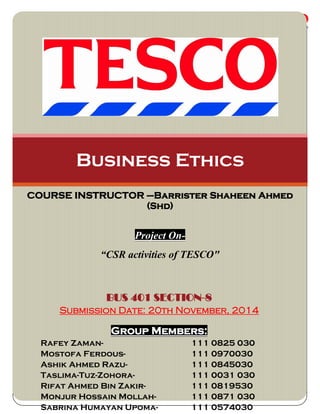 CSR activities of TESCO | PDF