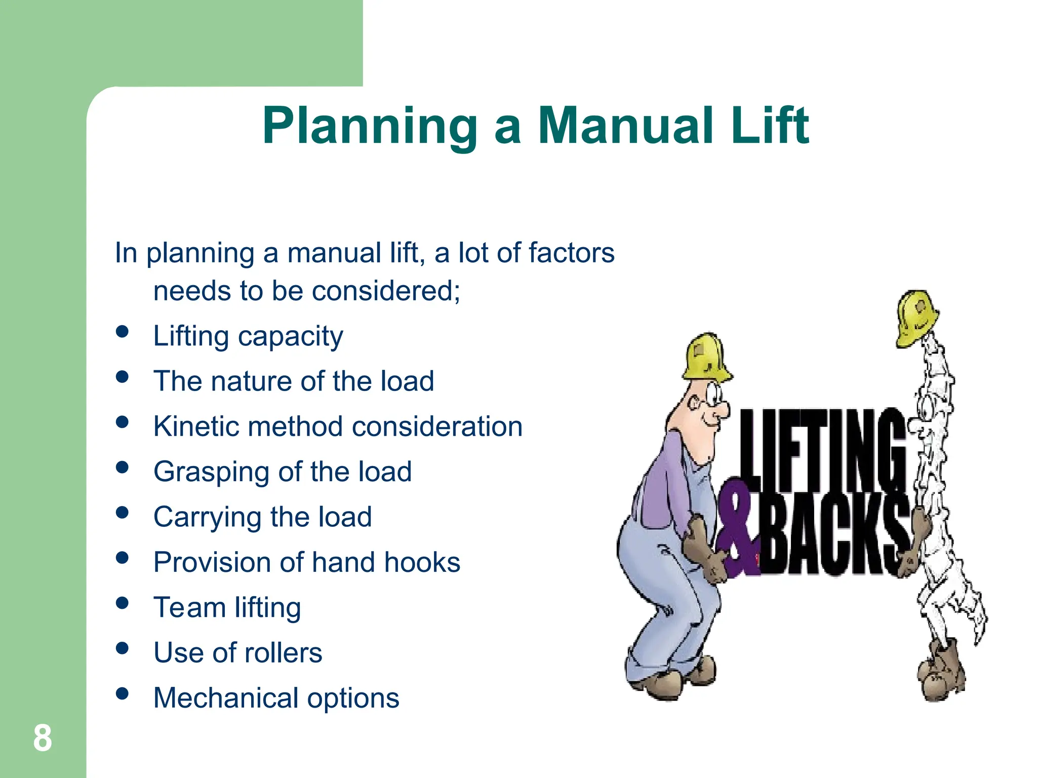 022 Manual Handling.ppt for safe handling of material & about body ...