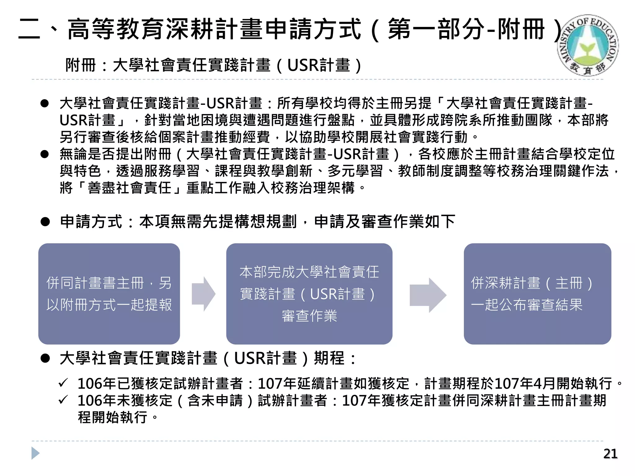 20170720教育部「高等教育深耕計畫」報告 | PPTX