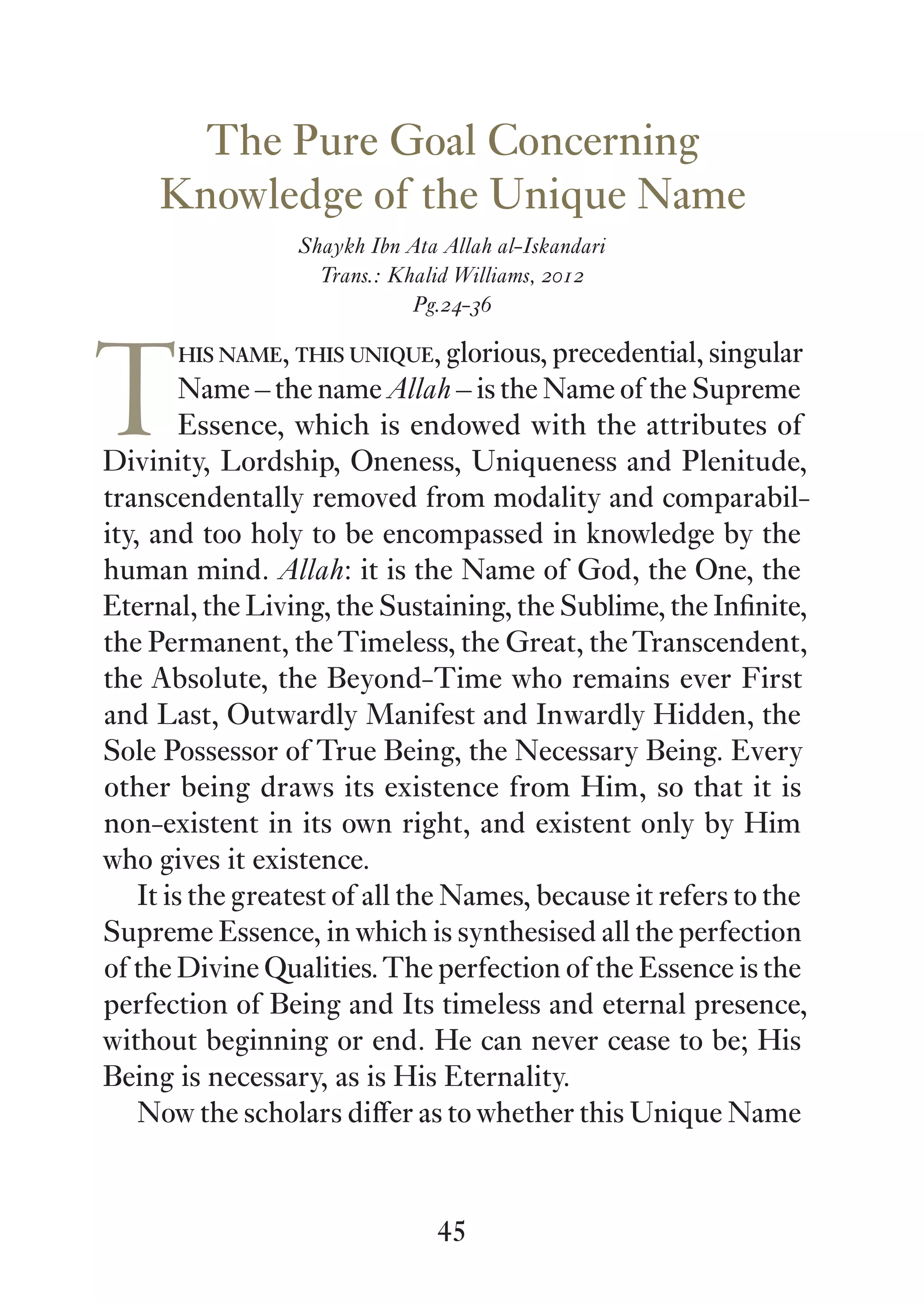 Invoking The Divine Name Allah | PDF