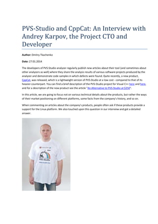 PVS-Studio and CppCat: An Interview with Andrey Karpov, the Project CTO and Developer | PDF