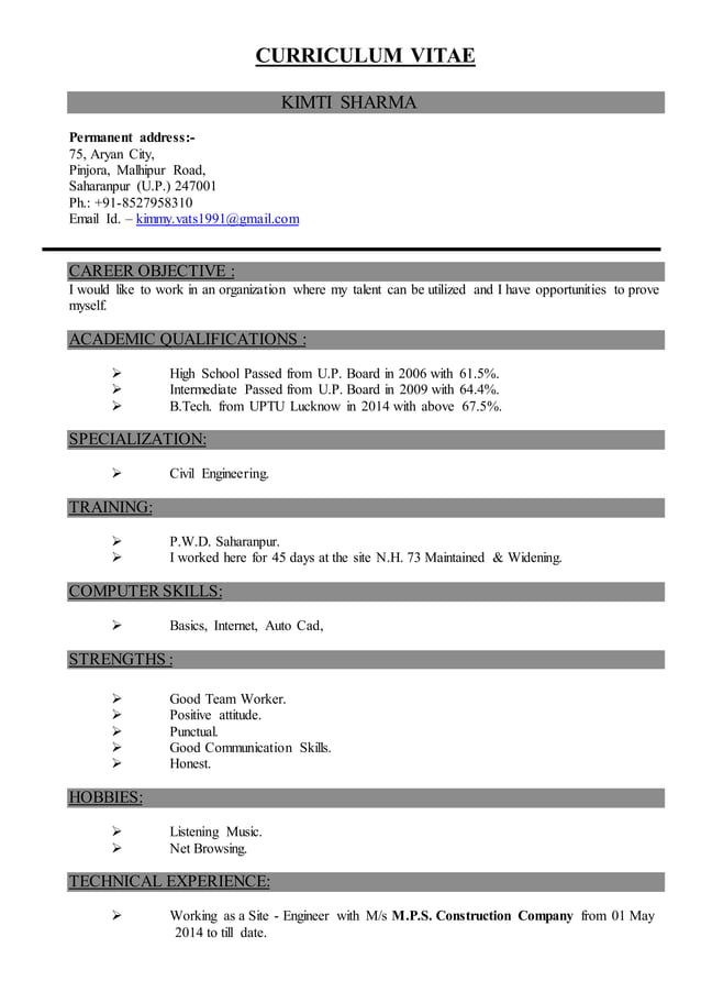 kimti resume | DOCX | Civil Engineering Industry | Industries