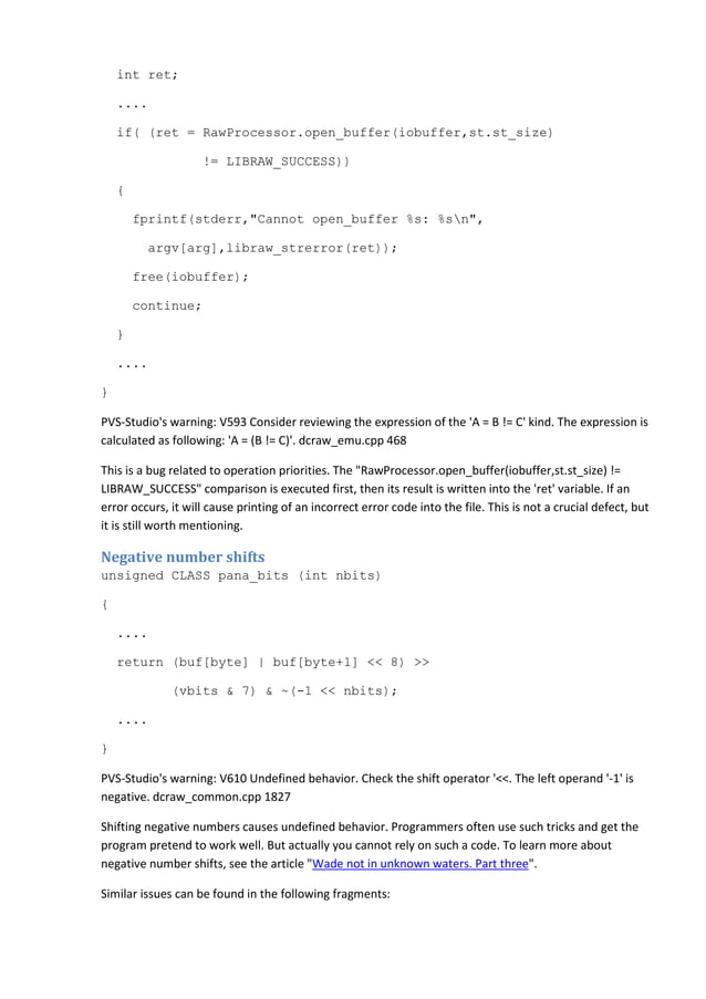 LibRaw, Coverity SCAN, PVS-Studio | PDF | Programming Languages | Computing