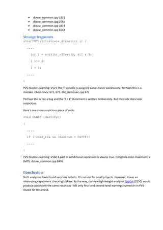 LibRaw, Coverity SCAN, PVS-Studio | PDF | Programming Languages | Computing