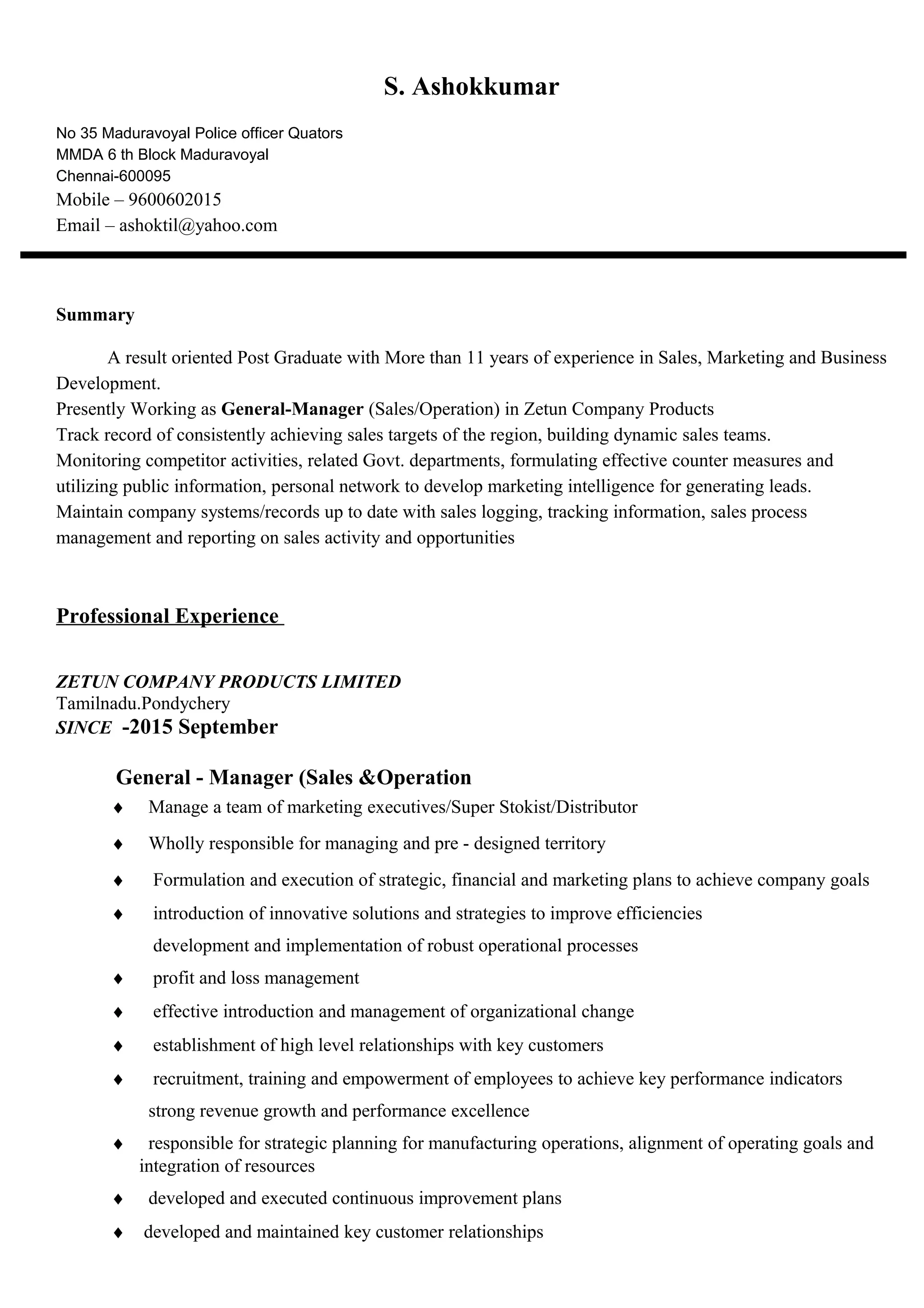 Ashok cv - 2015_ | DOC