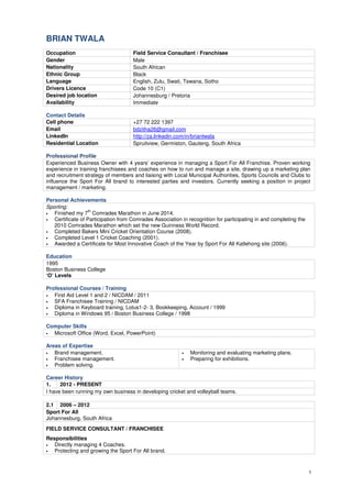 Brian Twala CV | PDF