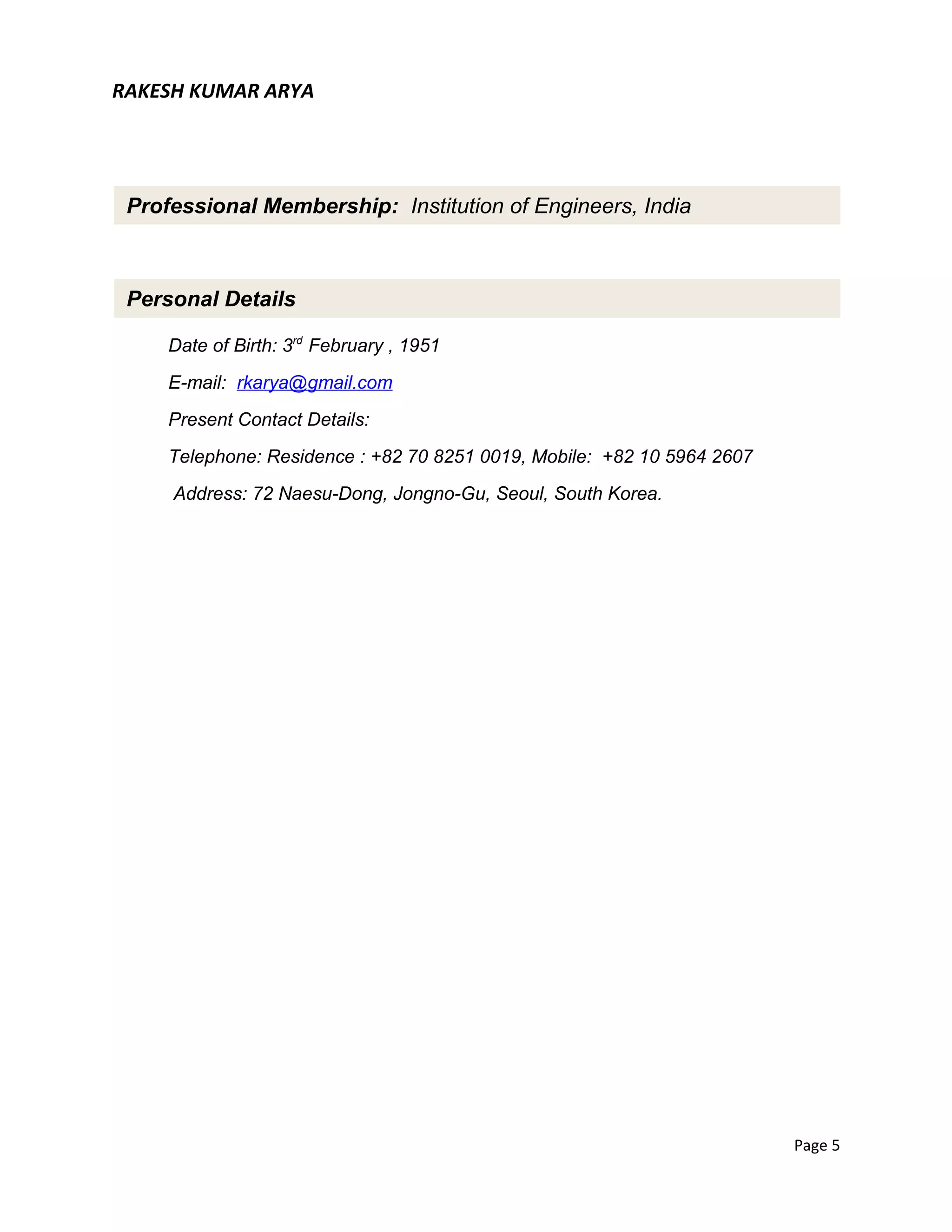 CV - Rakesh Arya Jan'16 | DOC