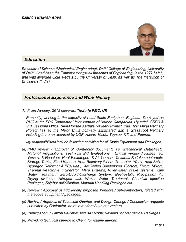 CV - Rakesh Arya Jan'16 | PDF