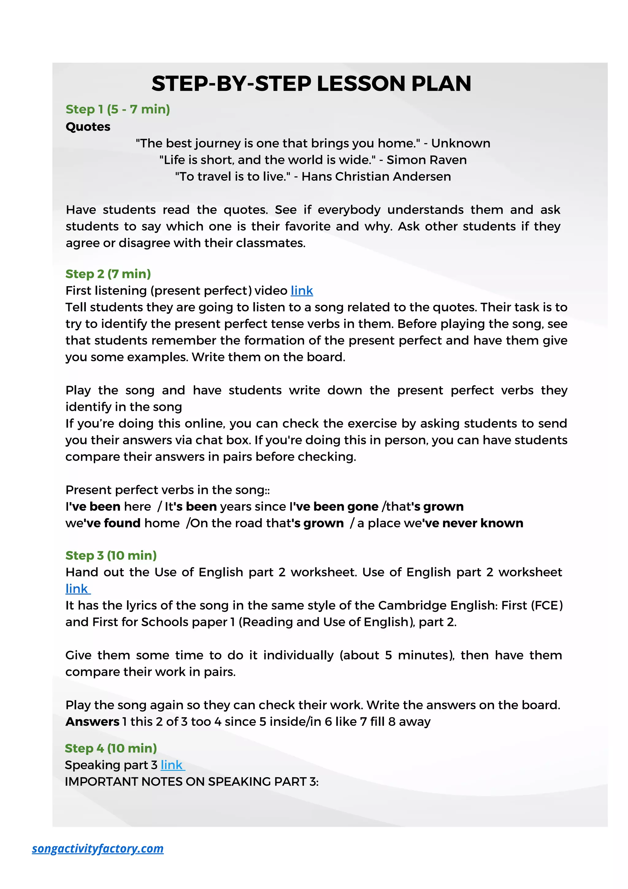 Song-Based Lesson Plan: B2 First (FCE) Exam Prep with English Lyrics | PDF