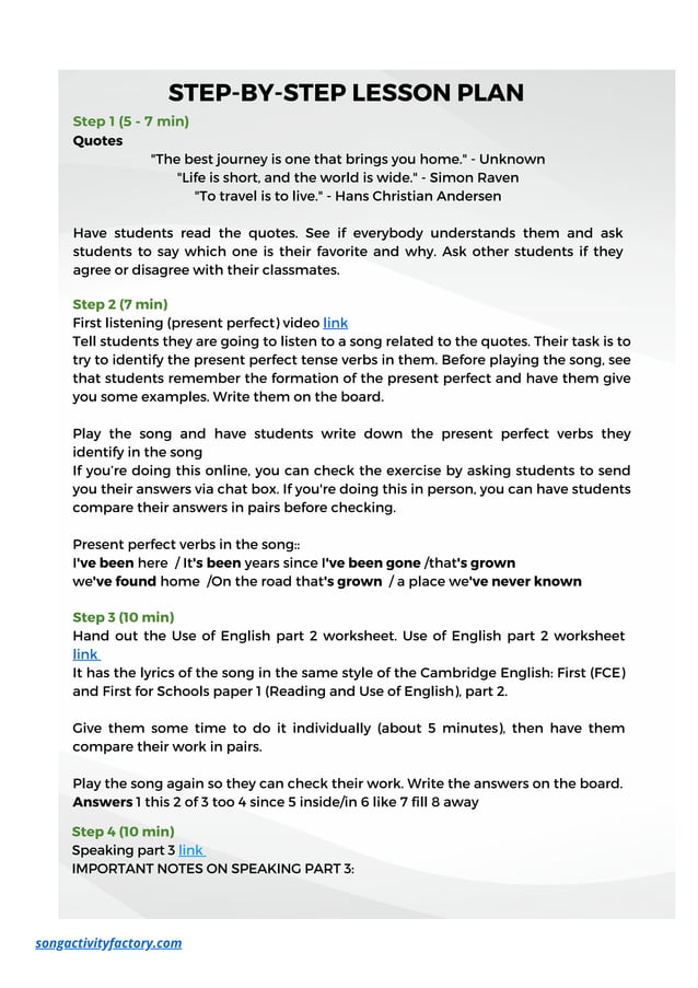 Song-Based Lesson Plan: B2 First (FCE) Exam Prep with English Lyrics ...