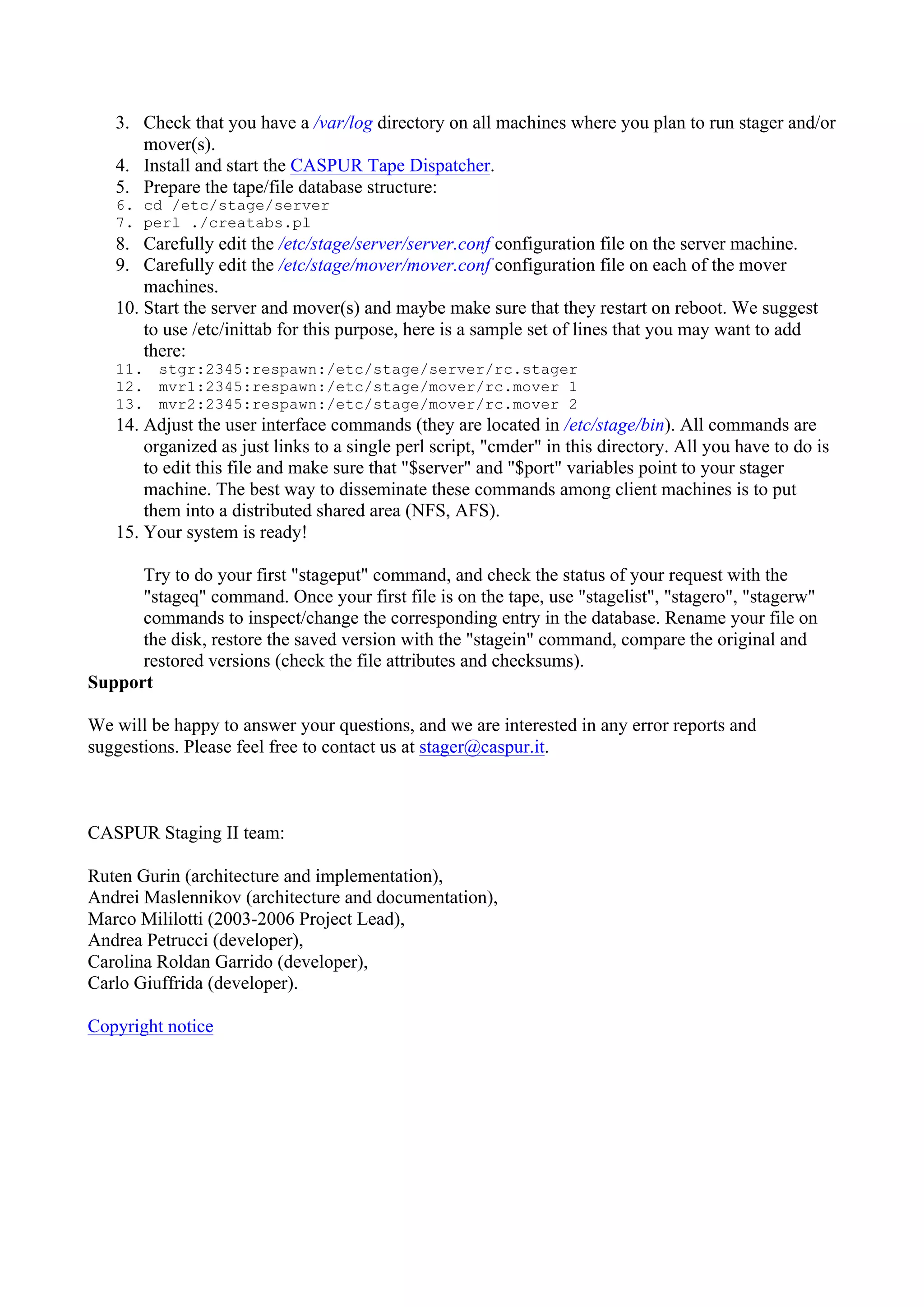 CASPUR Staging System II | PDF | Operating Systems | Computer Software and Applications