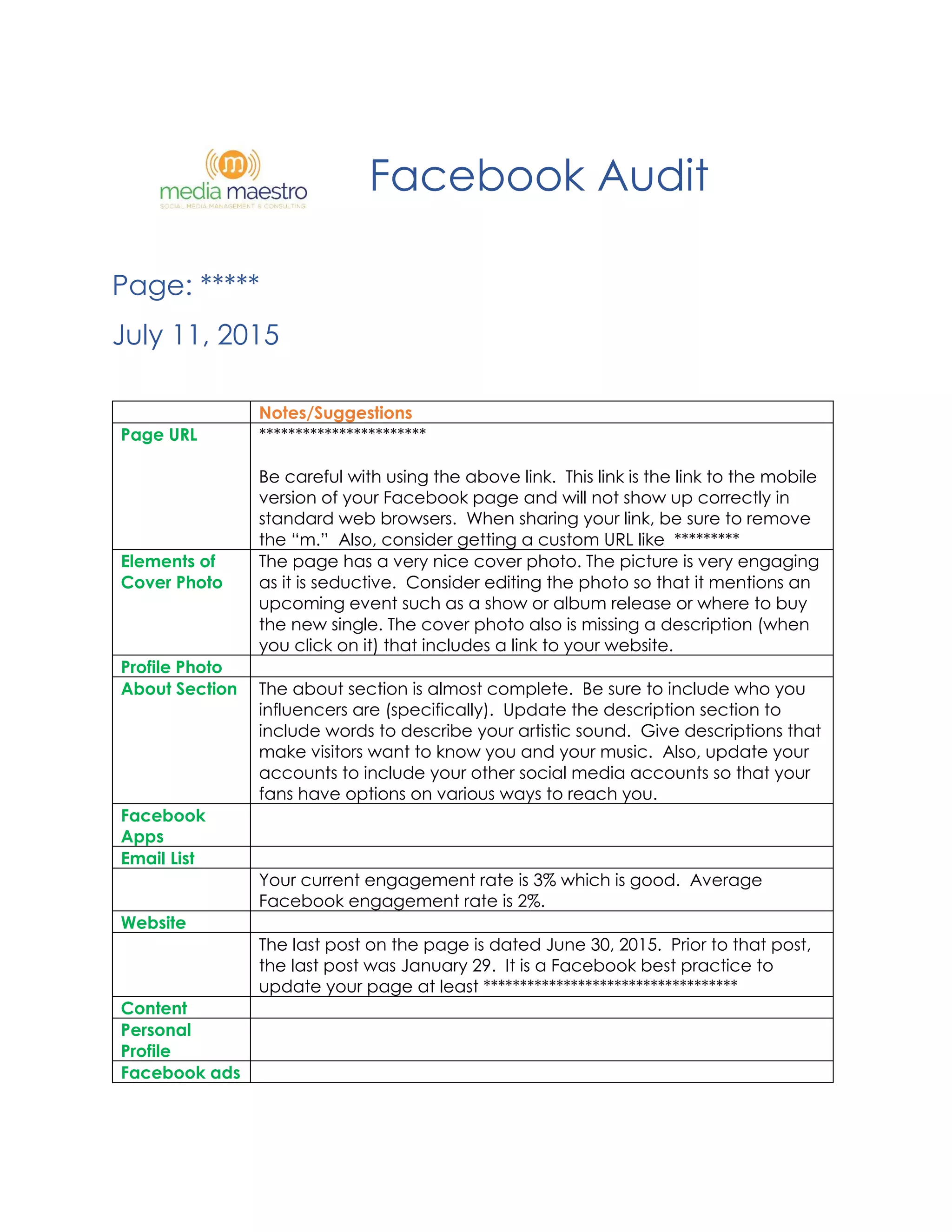 Facebook Audit Sample | PDF