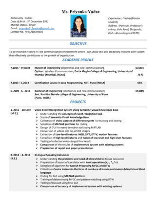 CV_Priyanka Yadav | PDF