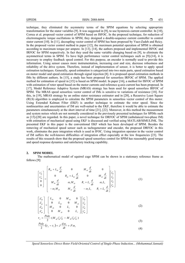 Speed Sensorless Direct Rotor Field-Oriented Control of Single- Phase Induction Motor Using ...