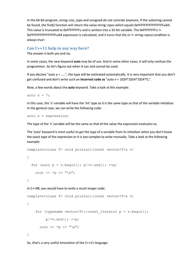 C++11 and 64-bit Issues | PDF