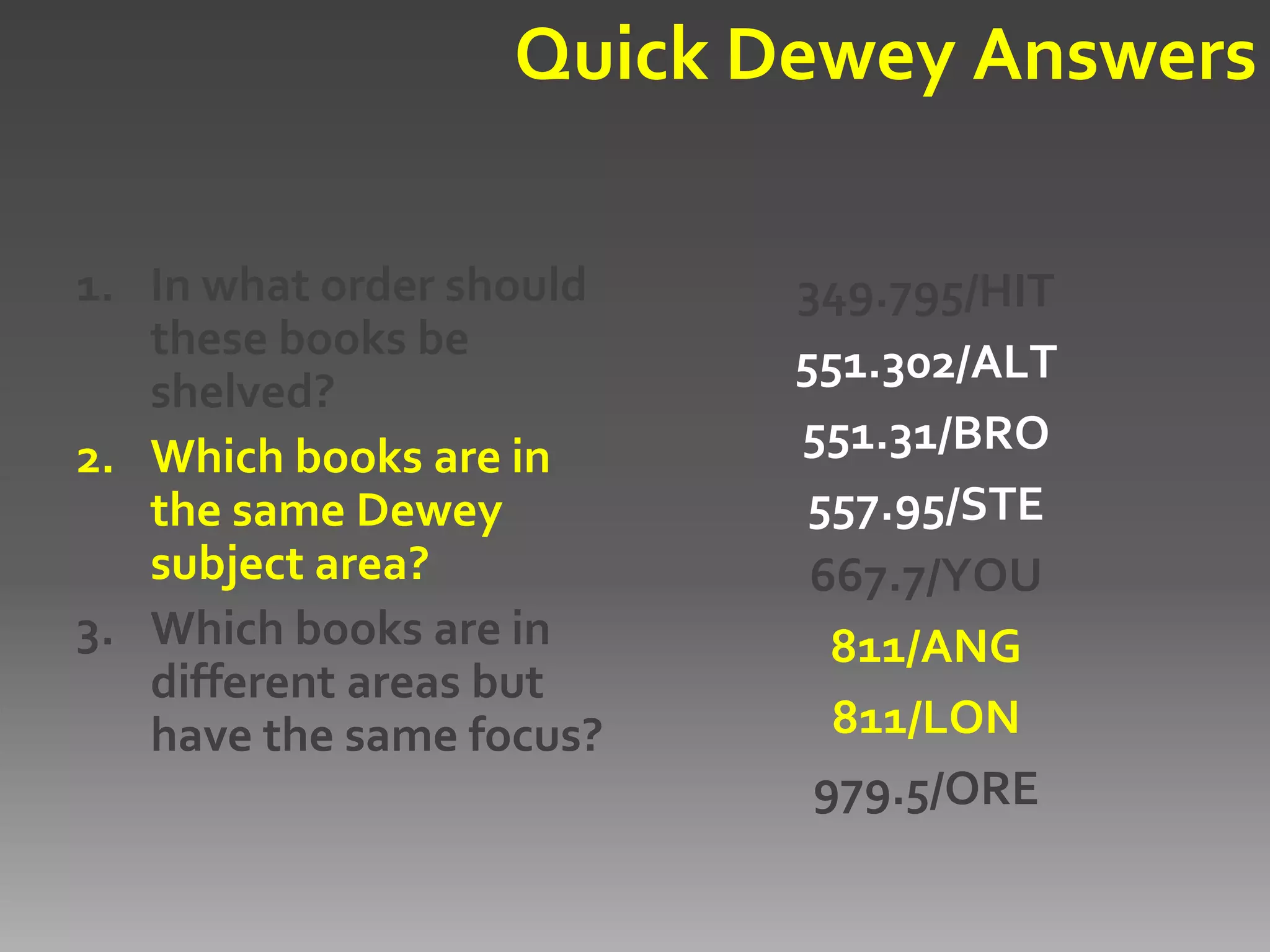 Libraries and Dewey Decimal Classification | PPT