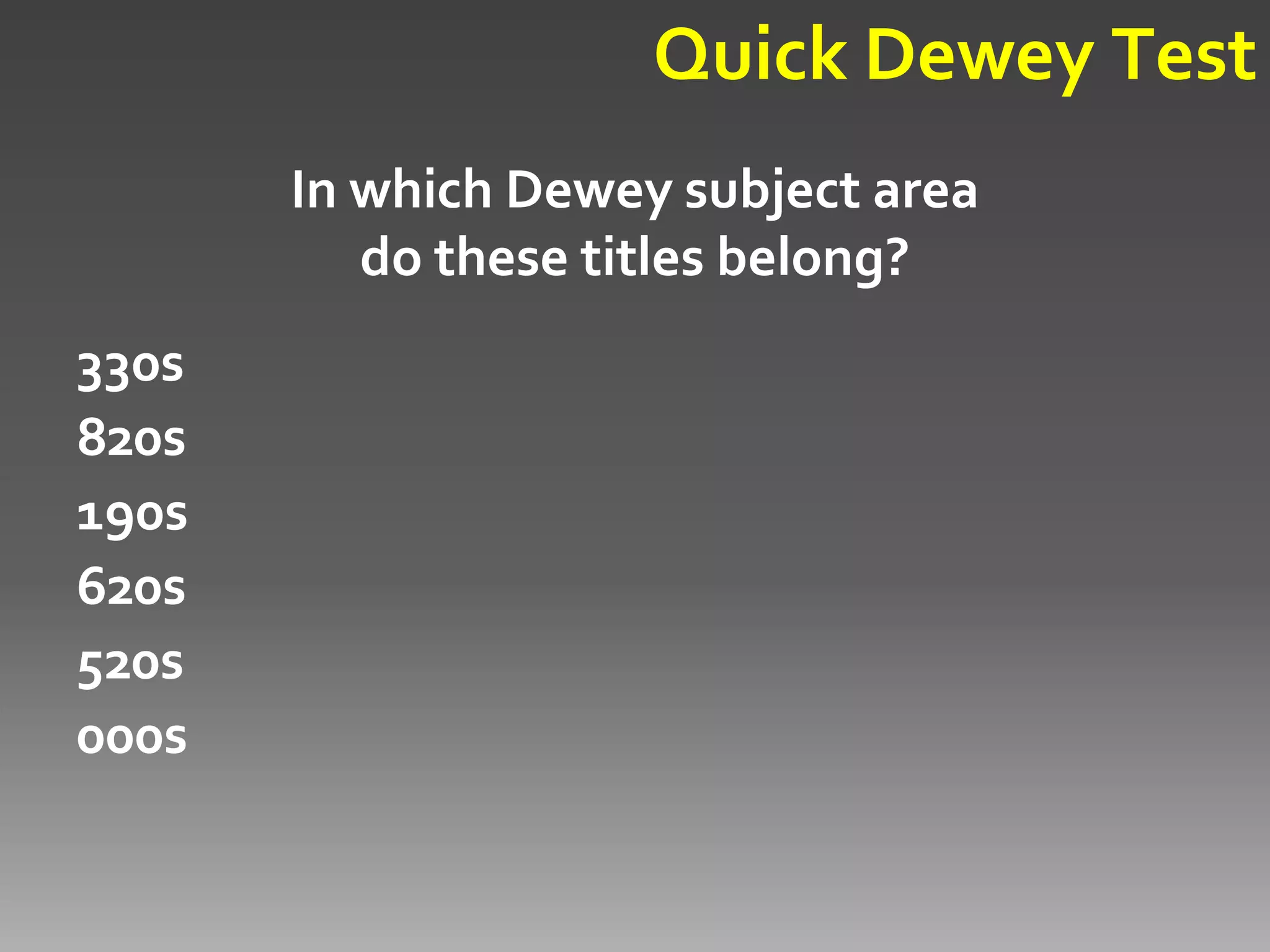 Libraries and Dewey Decimal Classification | PDF