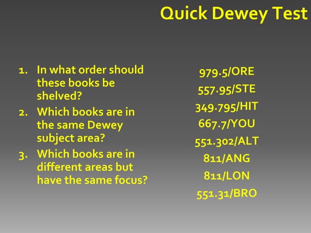 Libraries and Dewey Decimal Classification | PPT