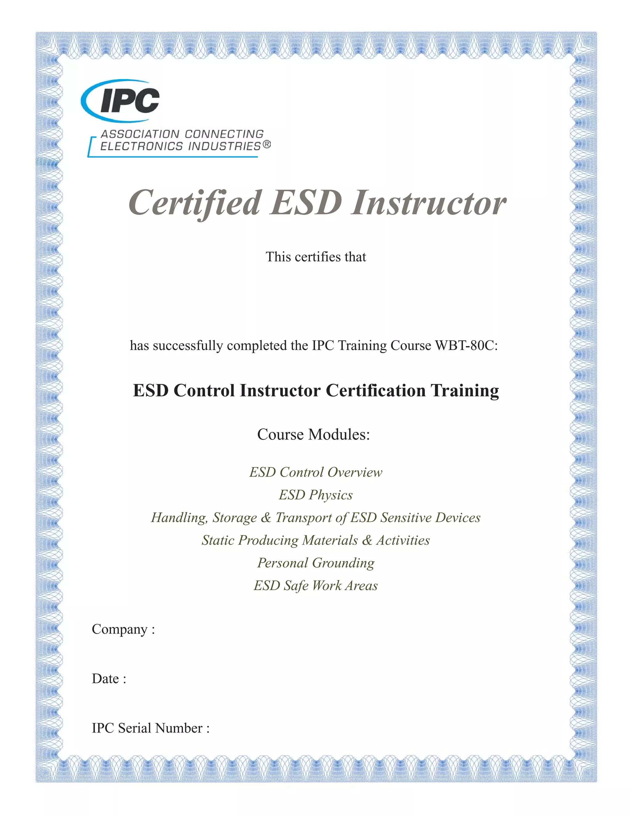 Branković ESD Instructor Cert | PDF