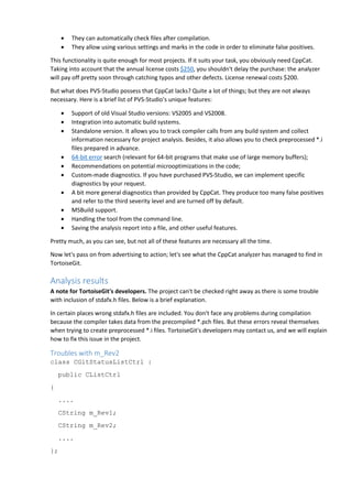 The CppCat Analyzer Checks TortoiseGit | PDF