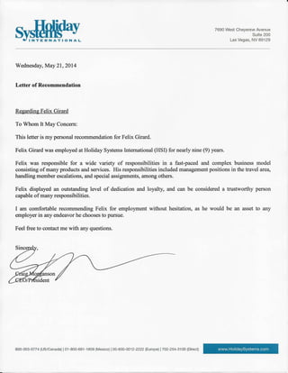 HSI CEO LETTER OF RECOMMENDATION | PDF