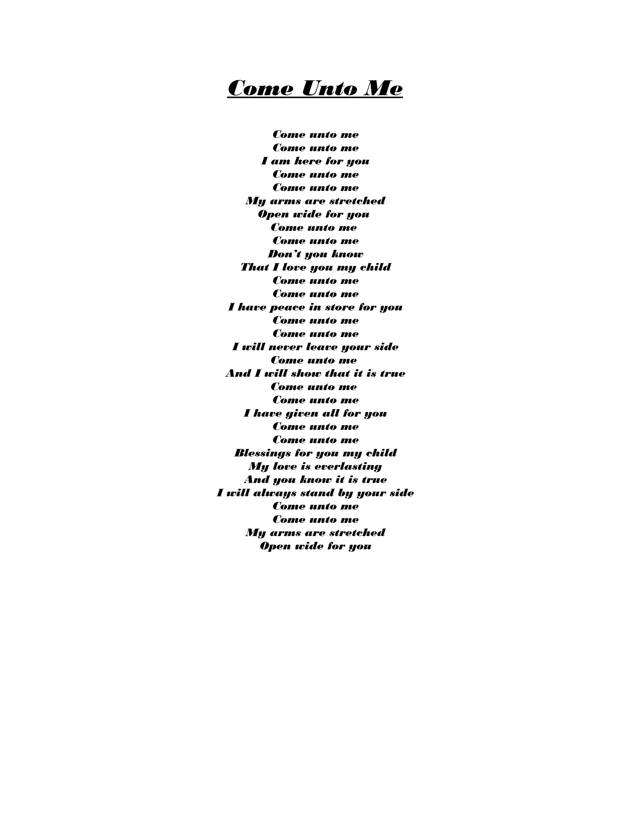 Copy (2) of Come Unto Me | DOC