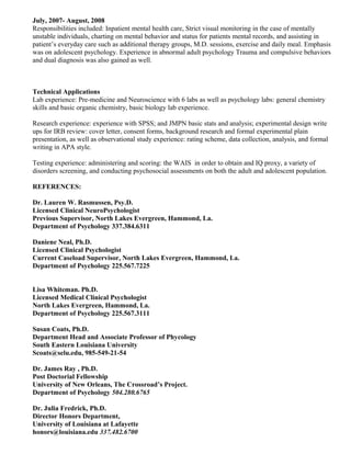 William Ochs Resume 2016 | DOC | Physical Therapy | Wellness