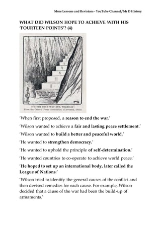 HISTORY IGCSE REVISION CARDS - 026. WILSON AND HIS 14 POINTS | DOCX