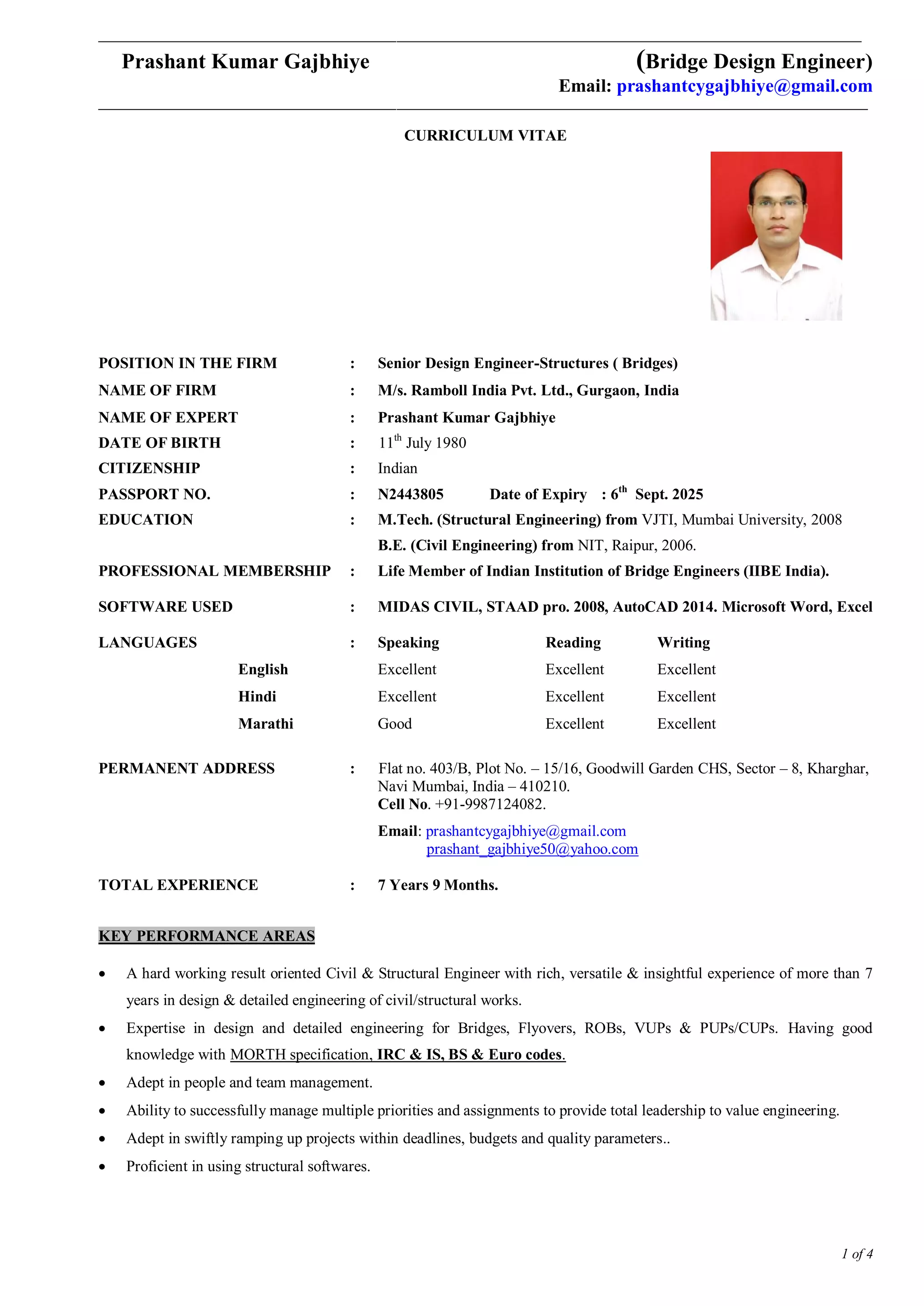 Prashant - CV simple format | PDF