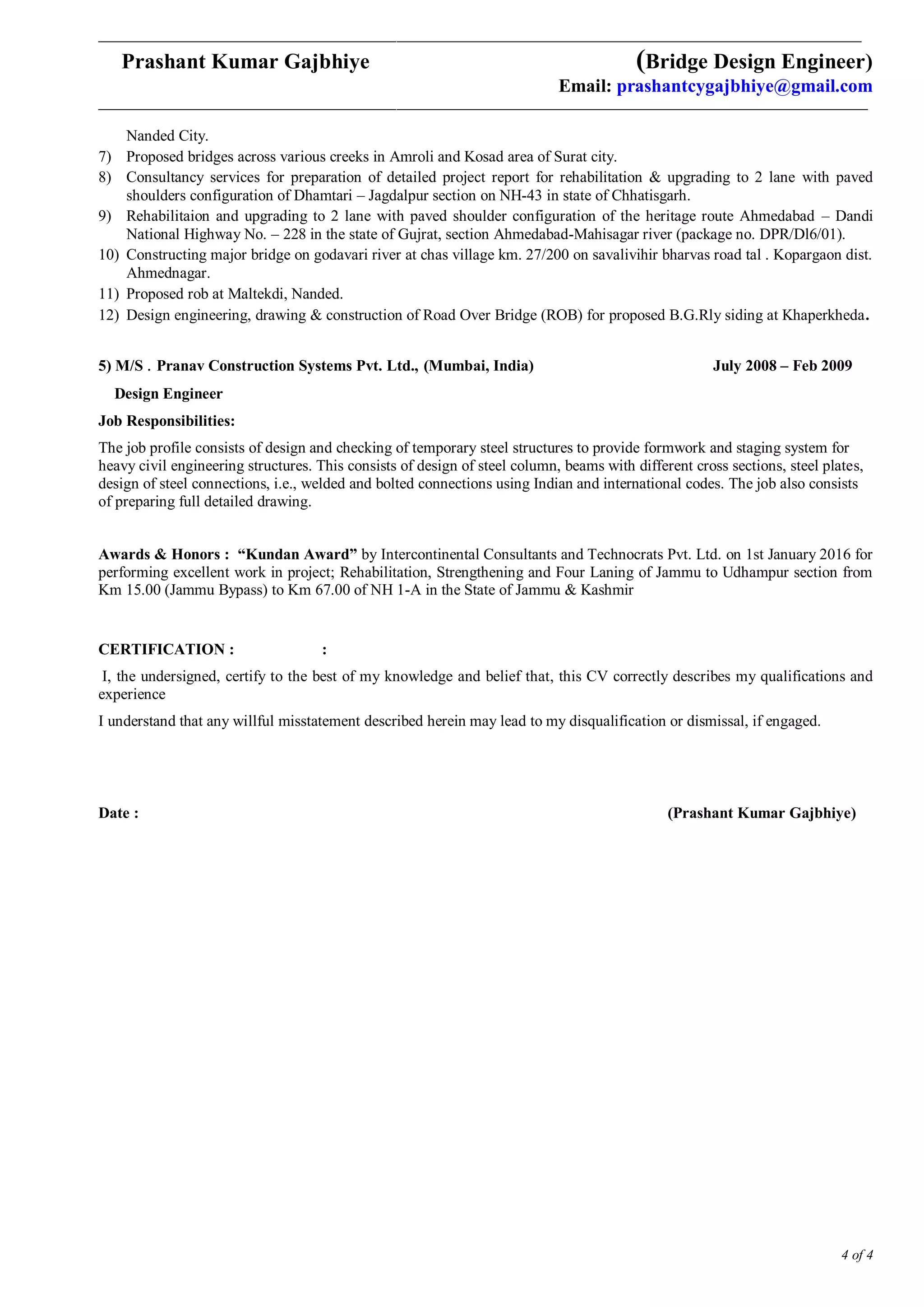 Prashant - CV simple format | PDF
