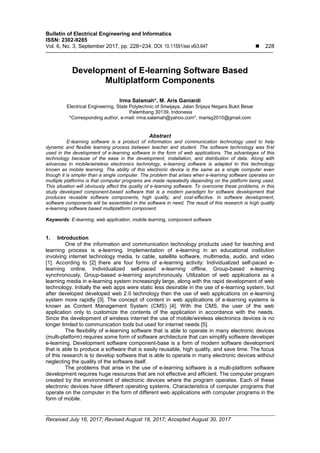 Development of E-learning Software Based Multiplatform Components | PDF